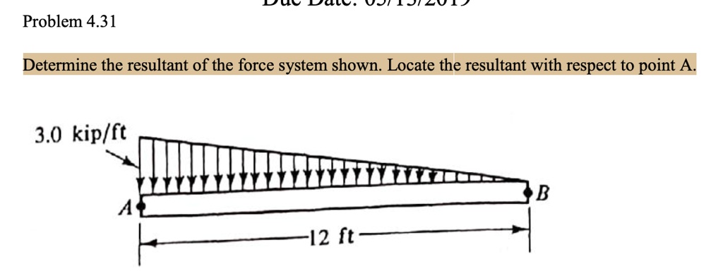 problem 431 determine the resultant of the force system shown locate the resultant with respect ...