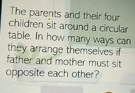 the parents and their four children sit around a circular table in how ...