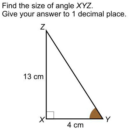Find the size of angle XYZ. Give your answer to 1 decimal place. Z 13 ...