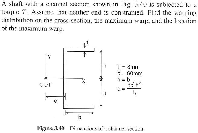 SOLVED: A shaft with a channel section shown in Fig. 3.40 is subjected ...