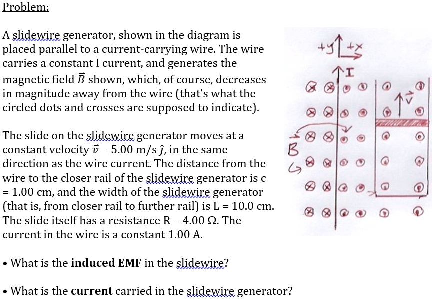 SOLVED: Slidewire generator, shown in the diagram, is placed parallel ...