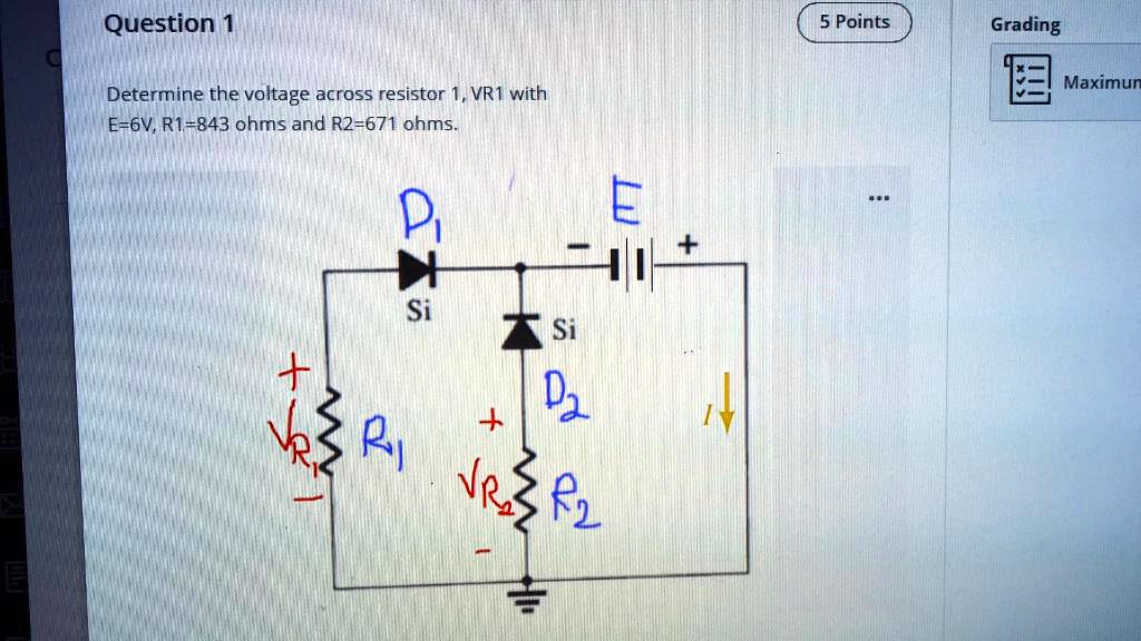 SOLVED: Question 1 5 Points Grading Maximur Determine the voltage ...