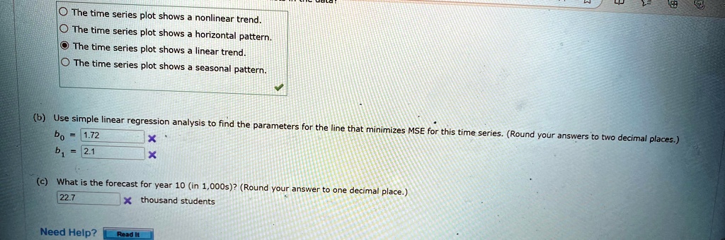 the time series plot shows a nonlinear trend the time series plot shows ...