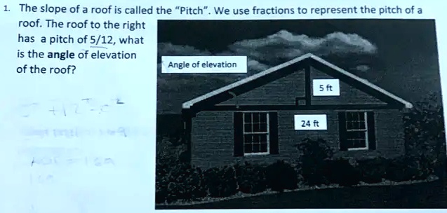 SOLVED: The: slope of a roof is called the "Pitch" We use fractions to ...