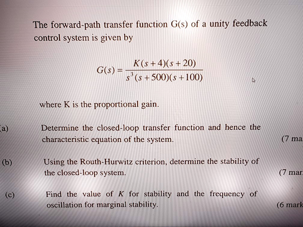 Solved The Forward Path Transfer Function Gs Of A Unity Feedback 8079