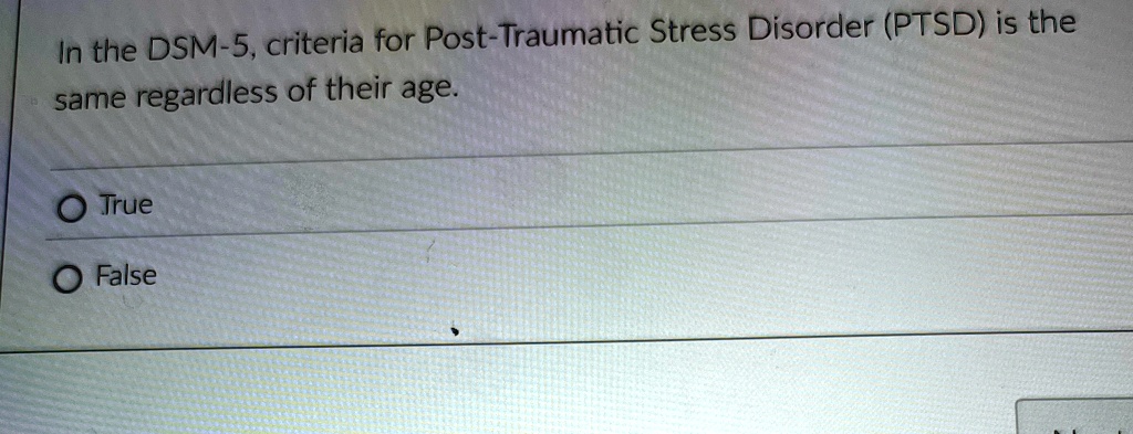 in the dsm 5 criteria for post traumatic stress disorder ptsd is the ...