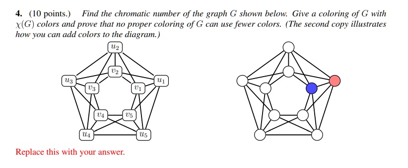 SOLVED: (10 points.) Find the chromatic number of the graph G shown ...