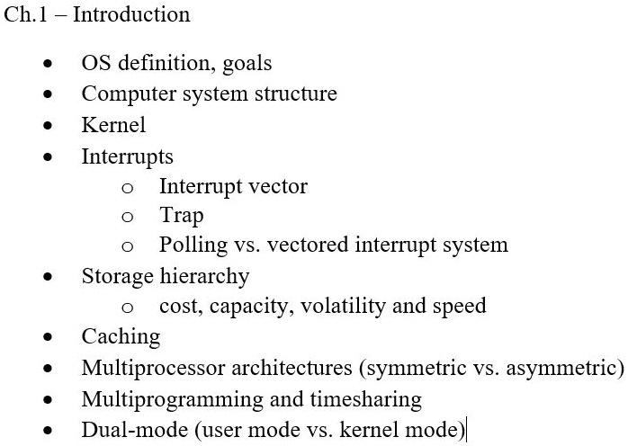 SOLVED: Ch.1 - Introduction OS definition, goals Computer system ... SOLVED: Ch.1 - Introduction OS definition, goals Computer system ...