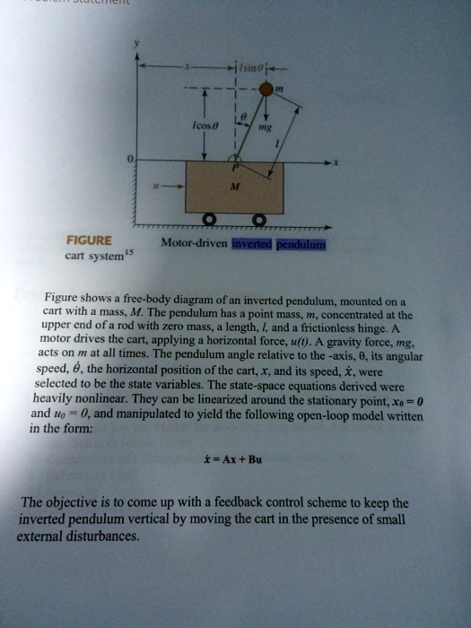 [GET ANSWER] 0 sinθθℓcosθmg ℓP M FIGURE Motor-driven inverted pendulum cart system 15 Figure ...