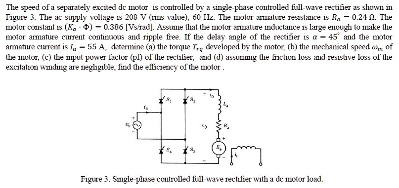 SOLVED: The speed of a separately excited DC motor is controlled by a ...