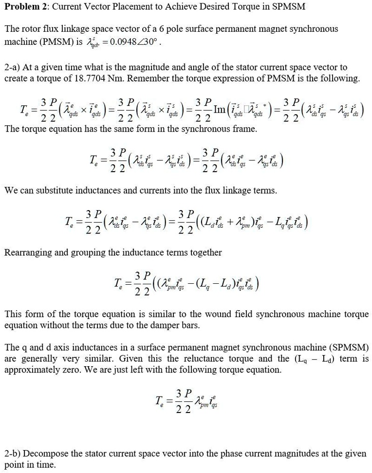 asap problem 2 current vector placement to achieve desired torque in ...