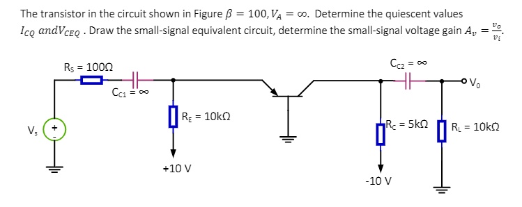 SOLVED: The transistor in the circuit shown in Figure 1 has a value of Î² = 100. Determine the ...