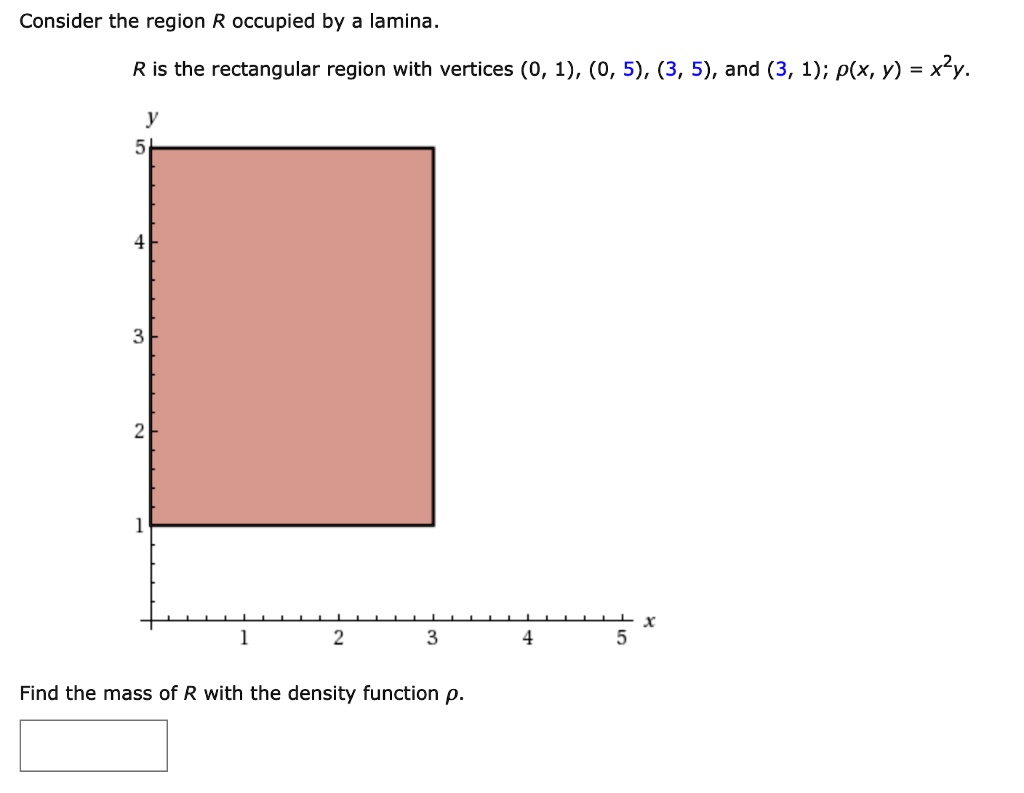 SOLVED: Consider the region occupied by a lamina R is the rectangular ...