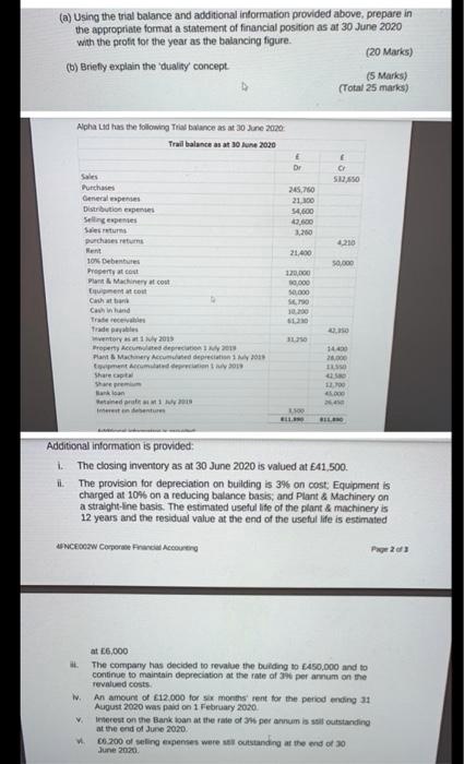 SOLVED: Using the trial balance and additional information provided ...