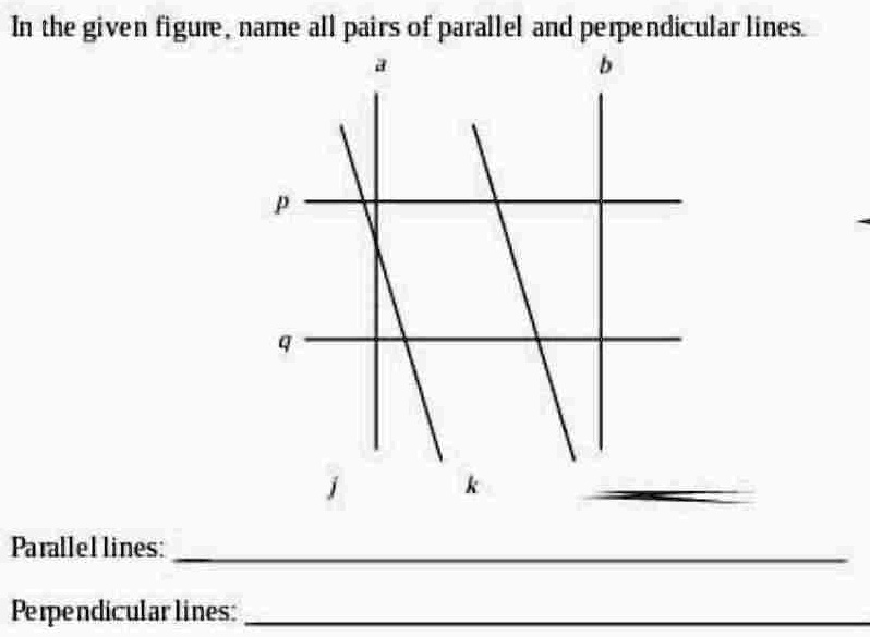 write a parallel lines and perpendicular lines in the given figure in ...