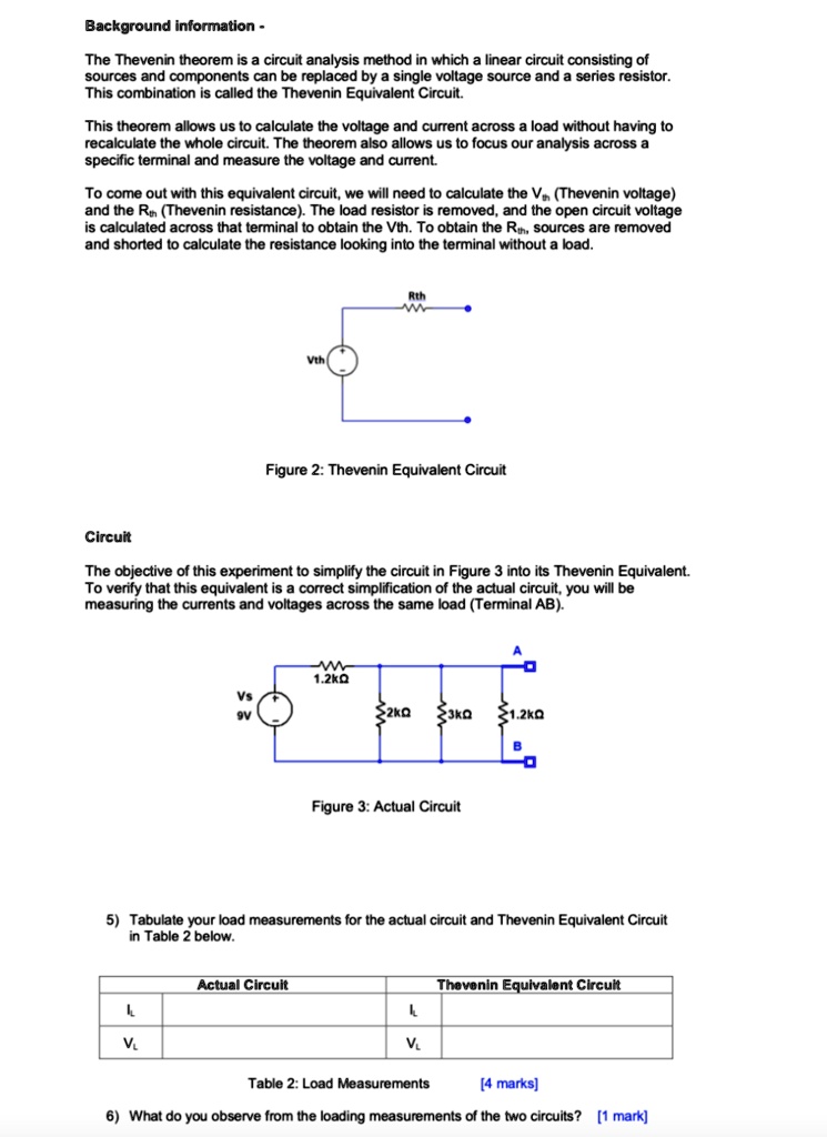 SOLVED: Procedure: (a) Calculate the Vth and Rth. (b) Connect the circuit in Figure 3 without ...