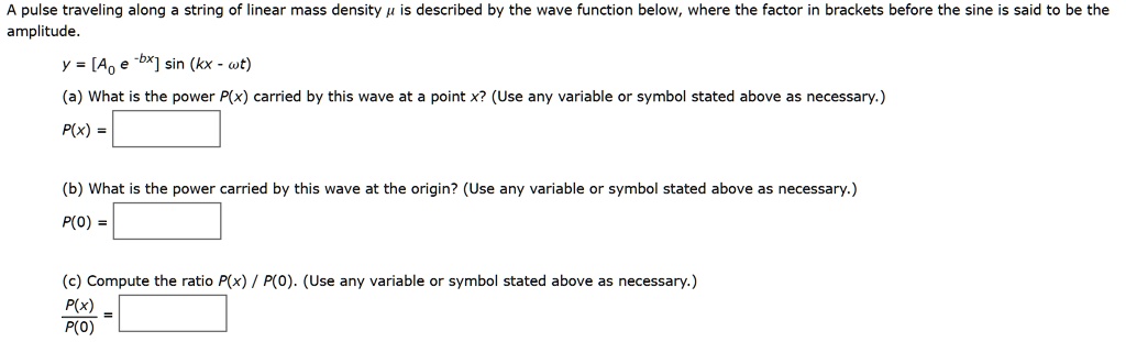 pulse traveling along string of linear mass density is described by the ...