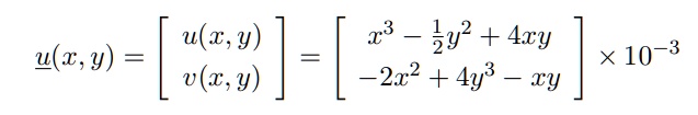 SOLVED: The displacement field is given :the modulus of elasticity E ...