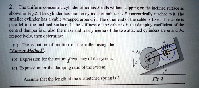 SOLVED: The uniform concentric cylinder of radius R rolls without ...