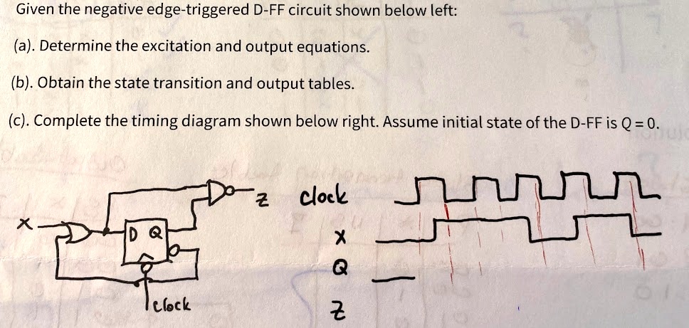[GET ANSWER] given the negative edge triggered d ff circuit shown below left a determine the ...