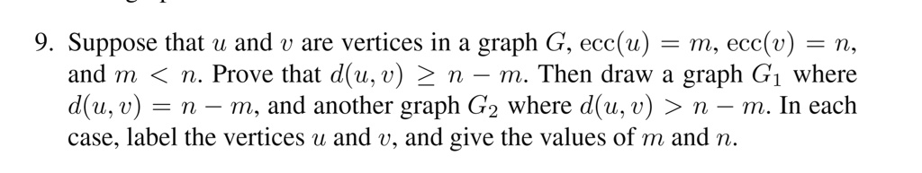 9. Suppose that u and v are vertices in a graph G, ecc(u)