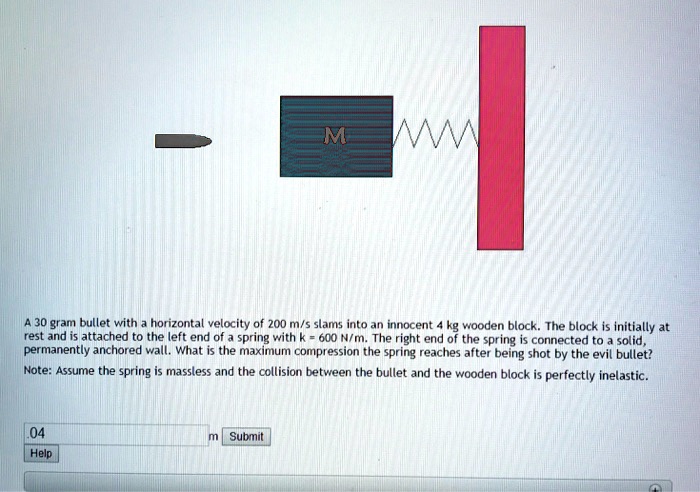 SOLVED:30 gram bullet with horizontal velocity of 200 m/s slams into an ...