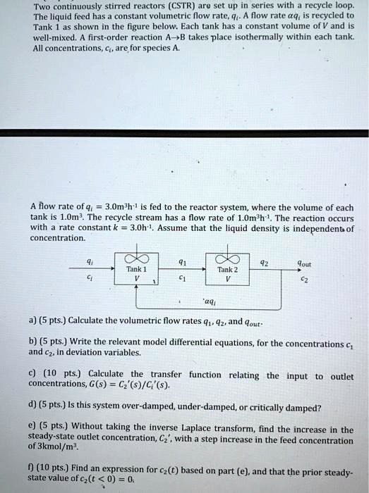 two continuously stirred reactors cstr are set up in series with a recycle loop the liquid feed ...