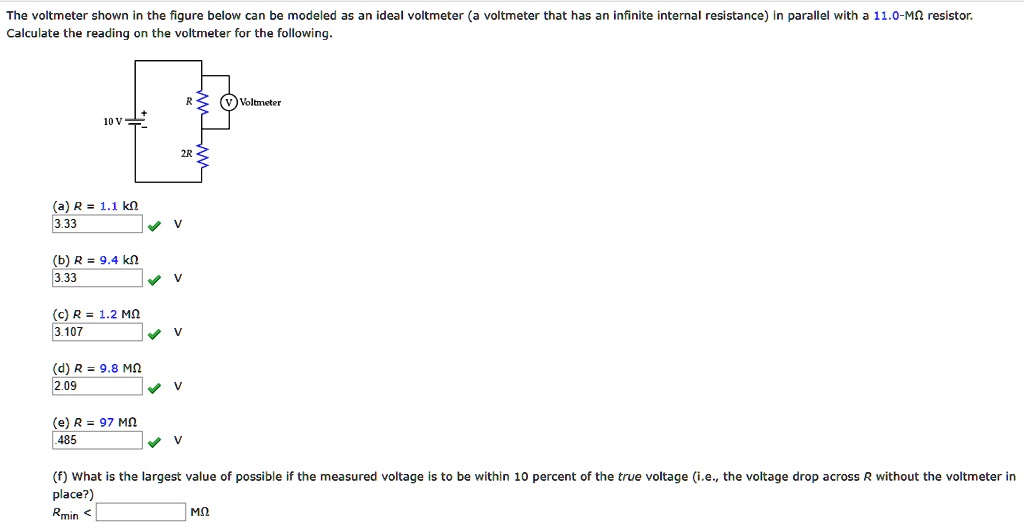 SOLVED: The voltmeter shown in the figure below can be modeled as an ...