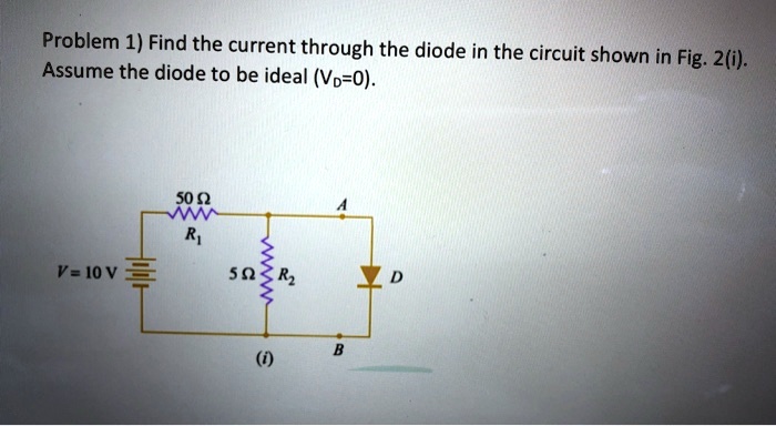 Problem 1) Find the current through the diode in the circuit shown in Fig. 2(i). Assume the ...