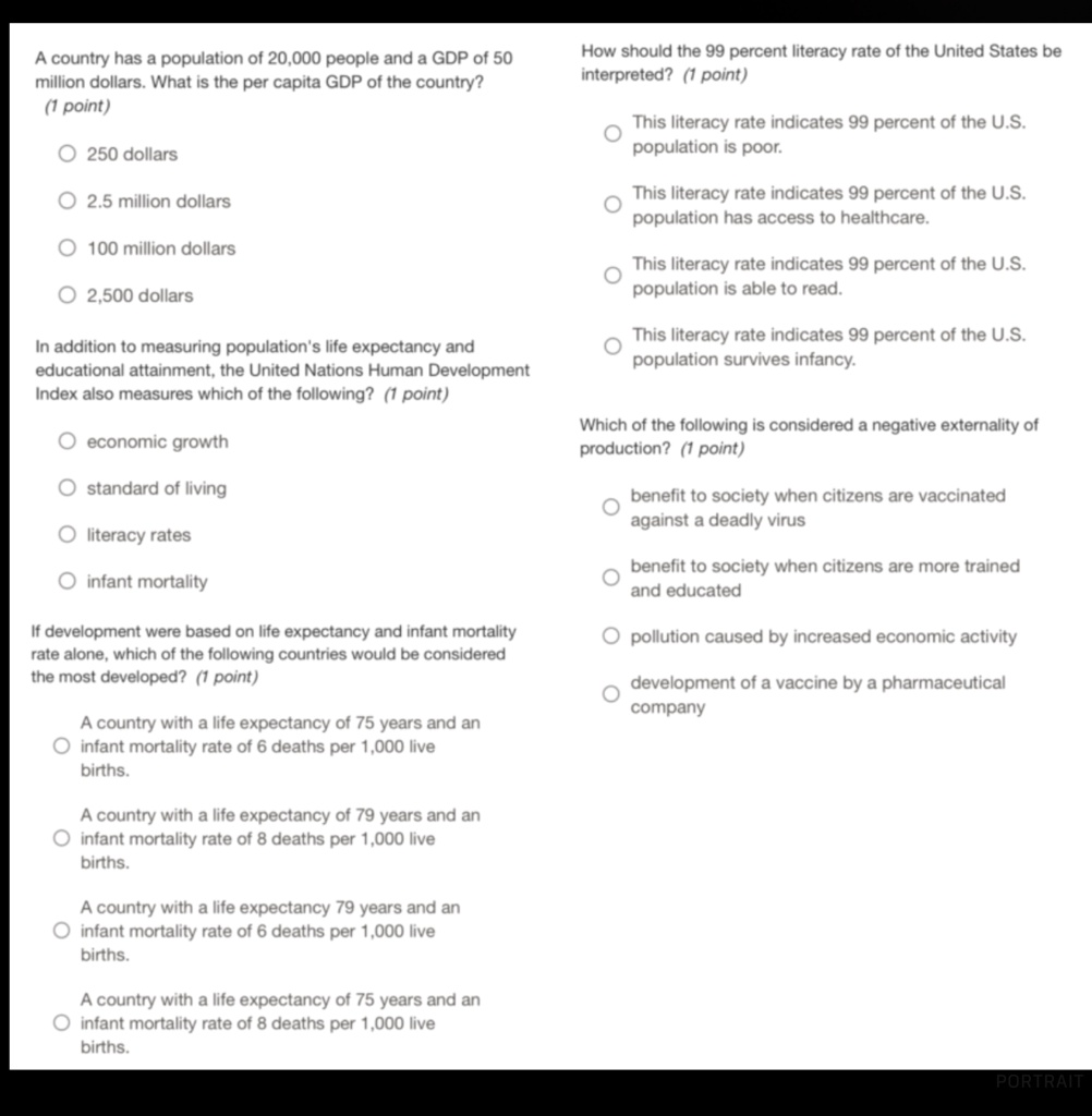 Country has a population of 20,000 people and a GDP of 50 million ...