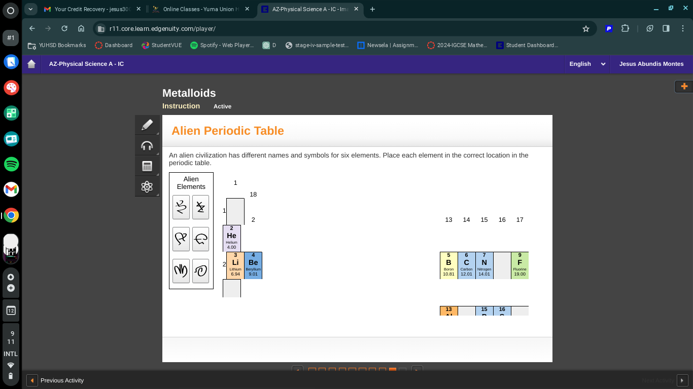 Metalloids Instruction Active Alien Periodic Table An alien ...