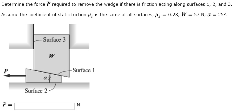 Determine the force P required to remove the wedge if there is friction ...