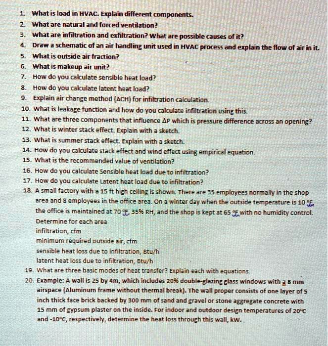 SOLVED: What is load in HVAC? Explain different components. 2. What are ...