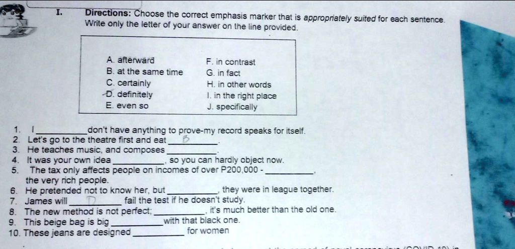 SOLVED: Need help, po. Thank you. Directions: Choose the correct ...