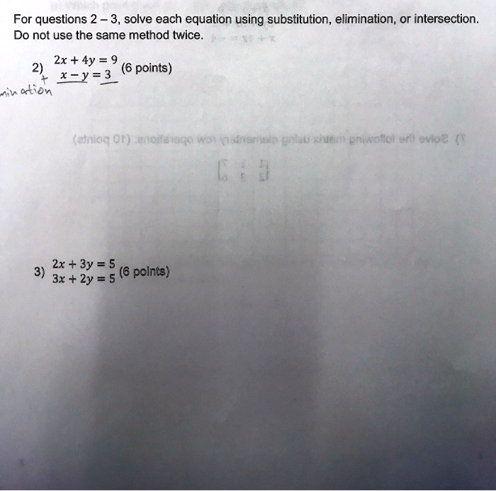 SOLVED: For questions 2 3, solve each equation using substitution ...