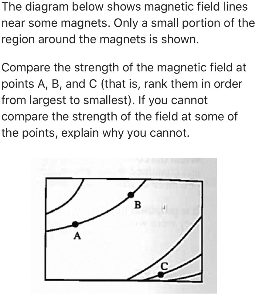 The diagram below shows magnetic field lines near some magnets. Only a ...