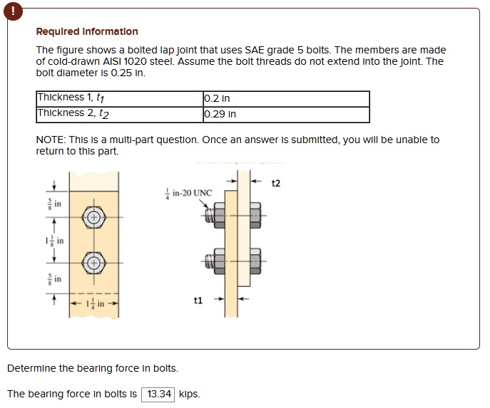 SOLVED: Required Information The figure shows a bolted lap joint that ...