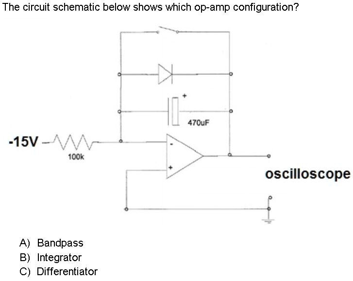 SOLVED: The circuit schematic below shows which op-amp configuration ...