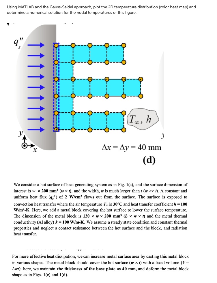 using matlab and the gauss seidel approach plot the 2d temperature ...