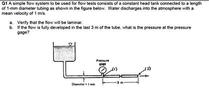 SOLVED: A simple flow system to be used for flow tests consists of a ...