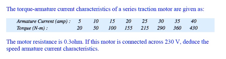 The torque-armature current characteristics of a series traction motor ...
