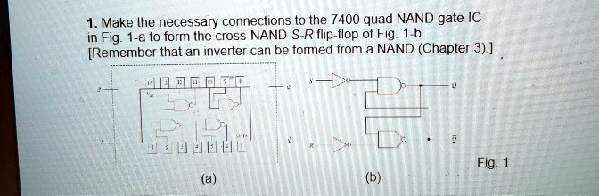 Make the necessary connections to the 7400 quad NAND gate IC in Fig.1-a ...