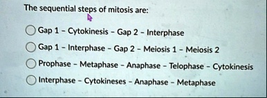 the sequential steps of mitosis are gap 1 cytokinesis gap 2 interphase ...