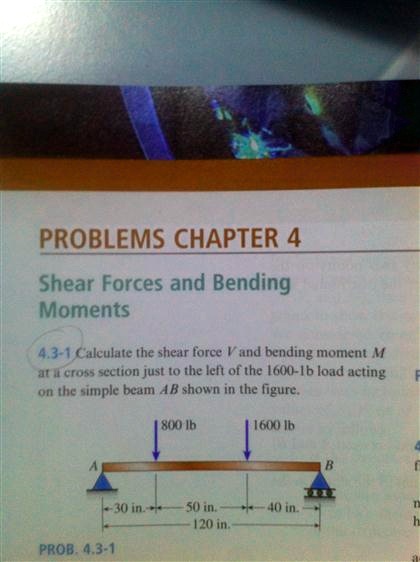 PROBLEMS CHAPTER 4 Shear Forces and Bending Moments 4.3-1 Calculate the shear force V and ...