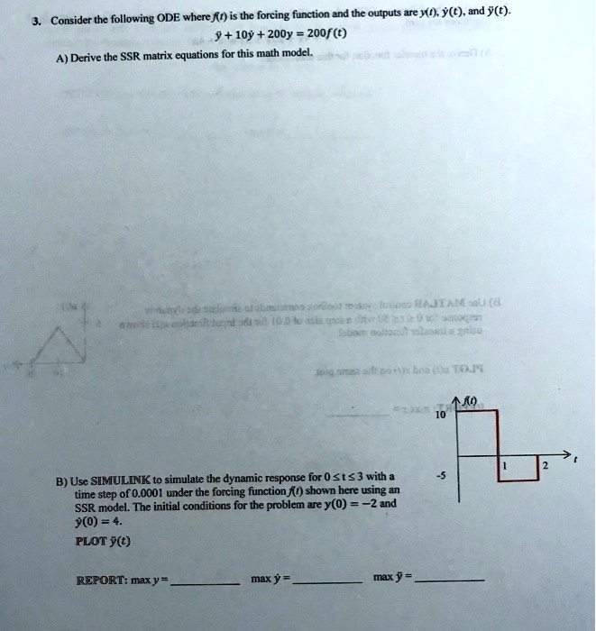 Video Solution Consider The Following Ode Where F Is The Forcing Function And The Outputs Are Y