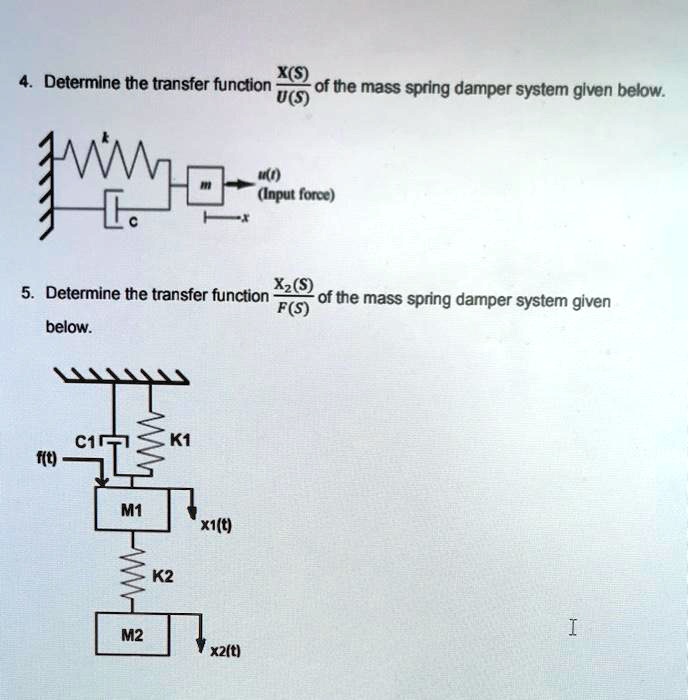 4 determine the transfer function xs us of the mass spring damper ...