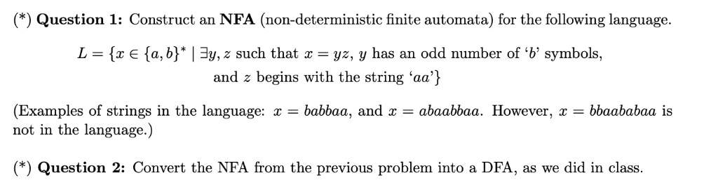 Solved Question 1 Construct An Nfa Non Deterministic Finite Automata For The Following
