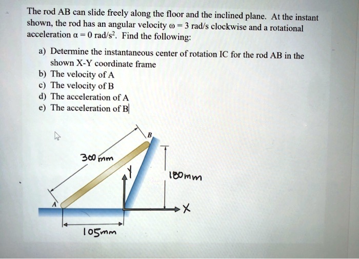 SOLVED: The rod AB can slide freely along the floor and the inclined plane. At the instant shown ...