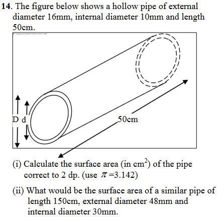 SOLVED: 14. The figure below shows a hollow pipe of external diameter ...