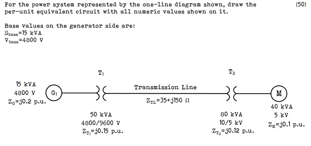 for the power system represented by the one line diagram shown draw the ...